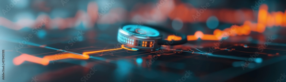 Wearable health monitors tracking vital signs in real-time copy space ...