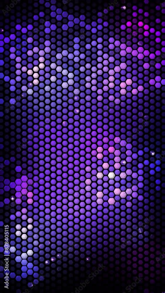Honeycomb mosaic hexagons background. Simple hexagon grid with inner solid cells. Purple color ...