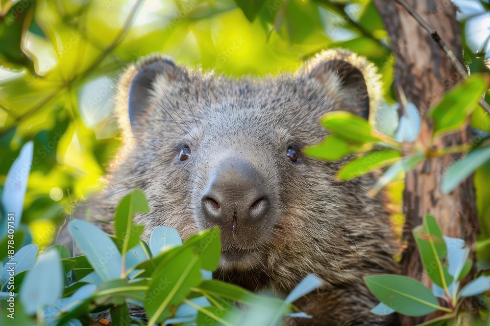 closeup portrait of a wombats face highlighting its unique squared nose ...