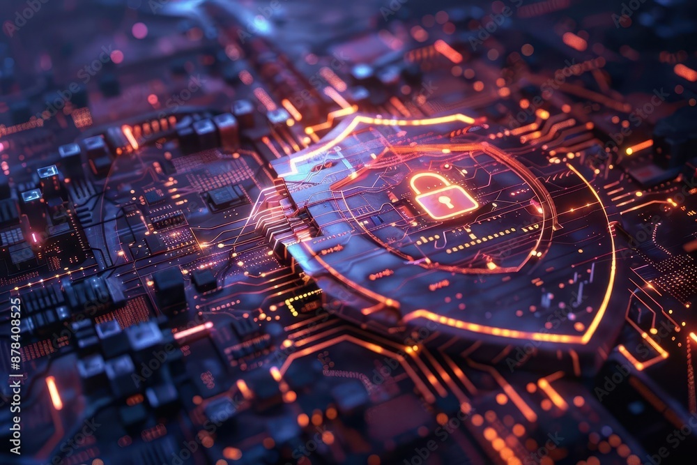 cybersecurity fortress constructed from interlocking digital chains and ...