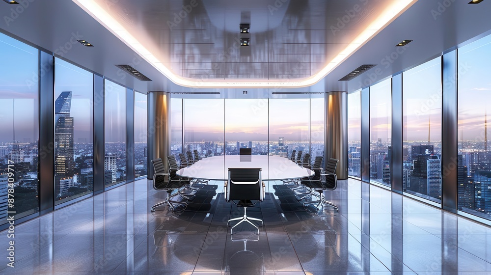 contemporary office panorama sleek conference room with large windows ...