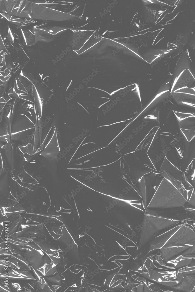 Wrinkled plastic wrap overlay effect. Realistic polyethylene ...