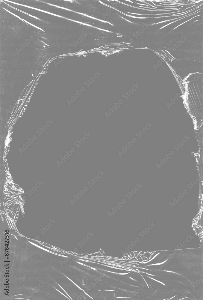 Cover polyethylene packaging with torn effect. Wrinkled and hole warp ...