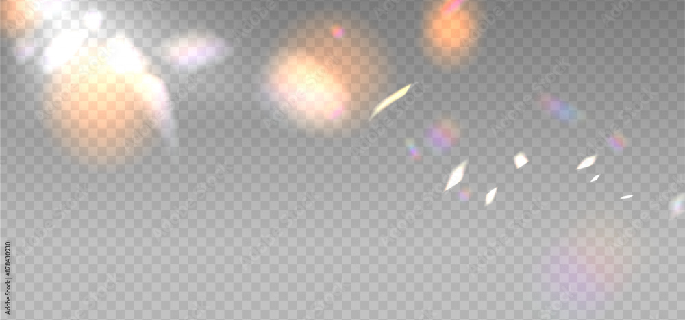 Abstract refraction glow and bokeh effect. Warm crystal light leak ...