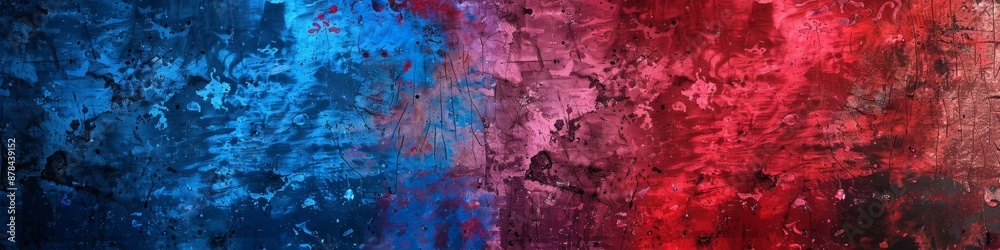 Distressed abstract grunge textures in vibrant red and blue tones ...