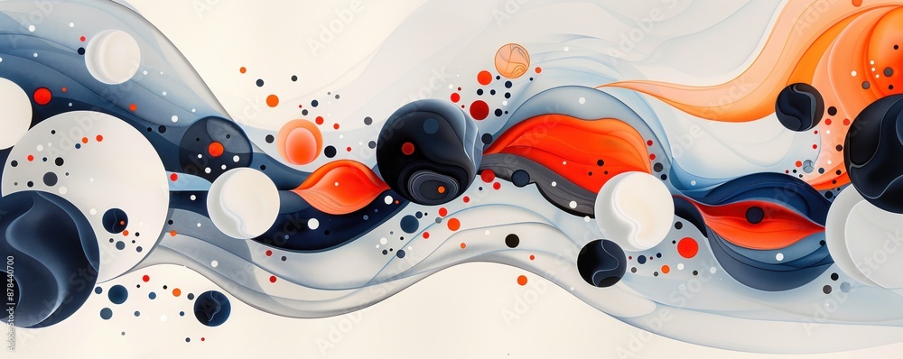 Abstract digital artwork depicting a progression of shapes in orange ...