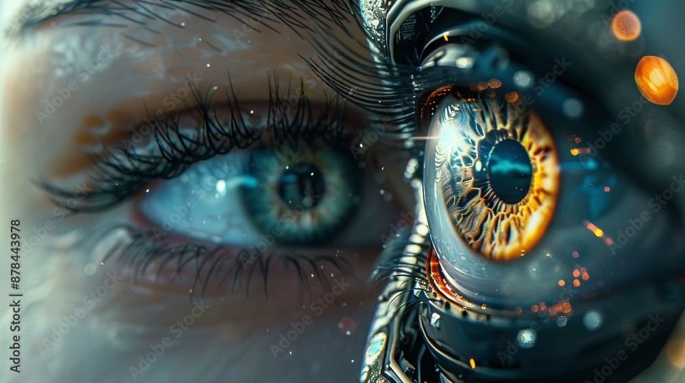 Mechanical and Biological Eyes, A mechanical eye beside a human eye ...