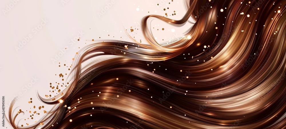 Women's hair is protected with shampoo. Brown hair wave, magical shine ...