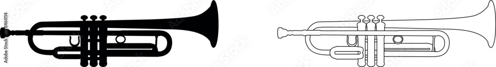 Trumpet SVG Cut File for Cricut and Silhouette, EPS Vector, DXF , PNG ...