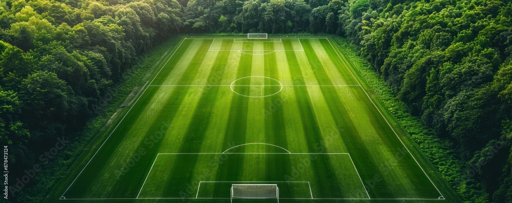Aerial View of Soccer Field with Goal Area Defined, Pitch Goal Goal ...