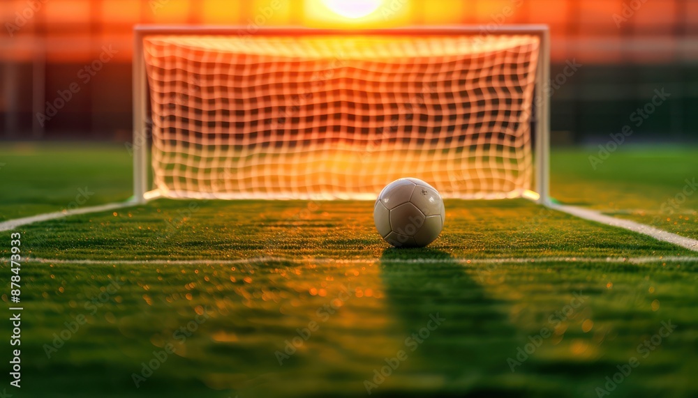 Soccer Goal Area on Well-Defined Pitch, Scoring Spot, Net, Football ...