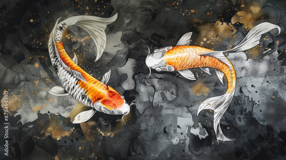 Koi Fish portrays the elegance and grace of these colorful aquatic ...