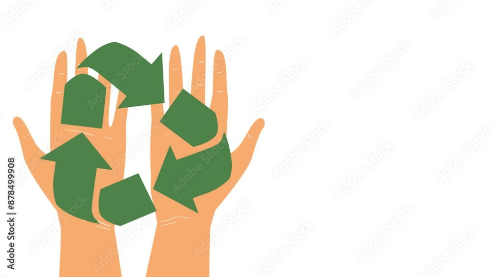 Video animation of human hand holding Recycle symbol. Concept of World ...