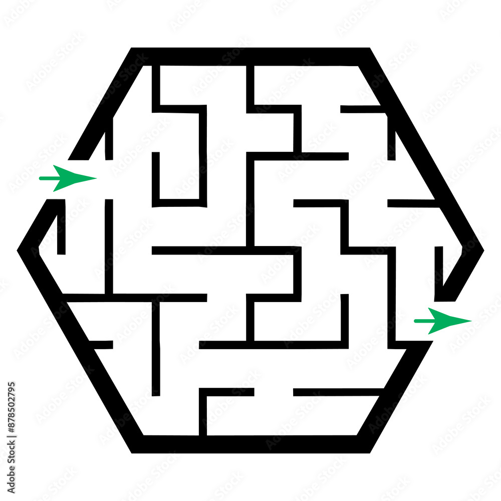 Illustration with simple labyrinth, maze conundrum for kids. Baby ...
