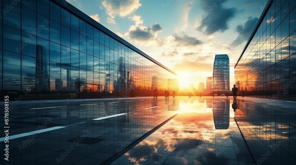 Modern office building or business center. High-rise window buildings ...