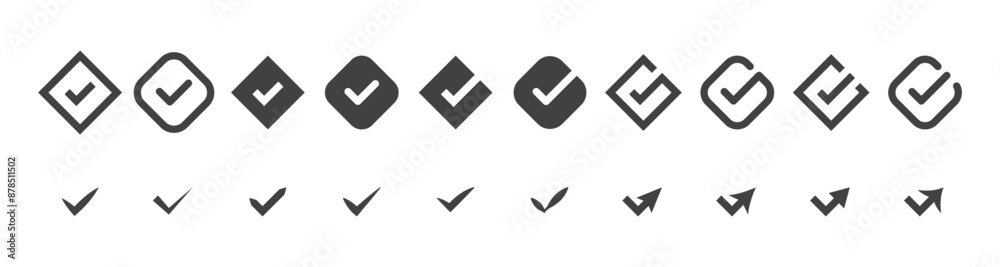 checkmark vector, checkmark icon set, approved symbol, checked checkbox ...