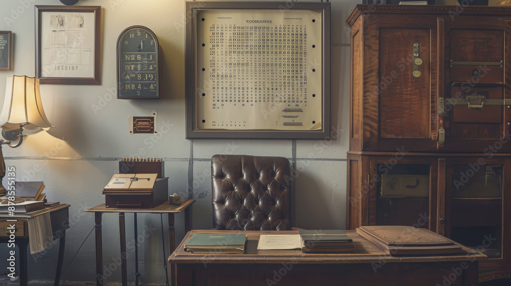 Poster A visible Morse code chart or cheat sheet on the wall or desk ...