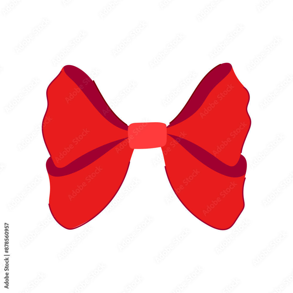 satin red bow cartoon. package silk, banner birthday, decoration ...