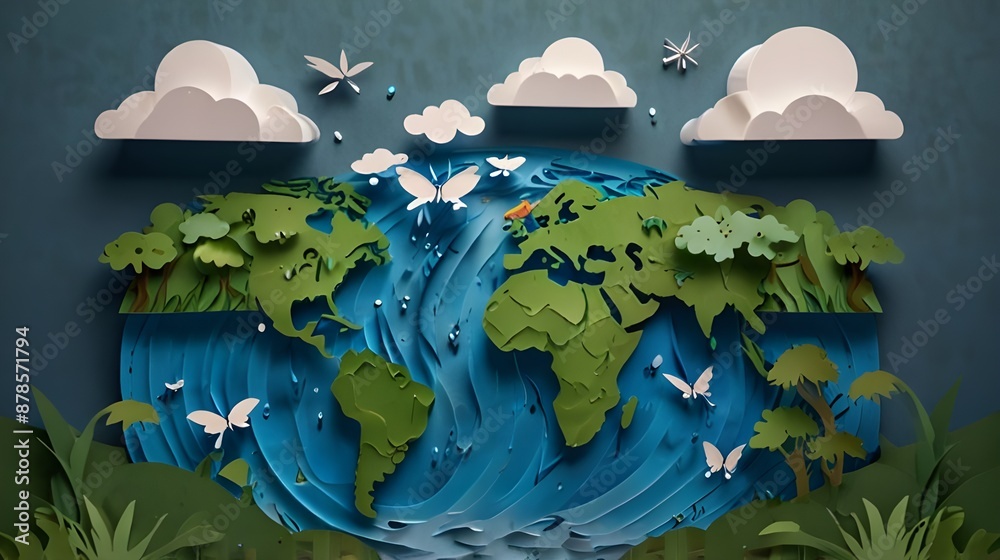 paper Art: Ecology and World Water Day - Environmental Protection and ...