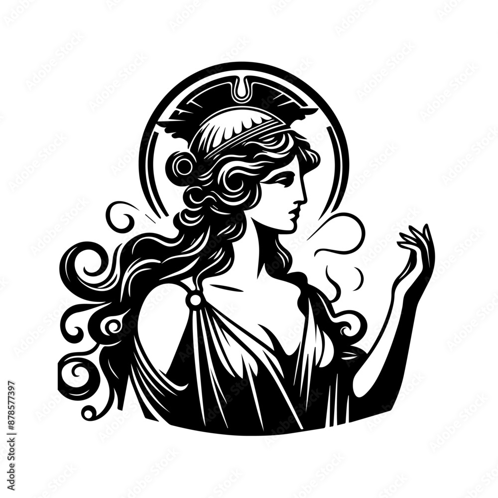Goddess Hera illustration. Goddess Juno illustration. Simple Hera black ...