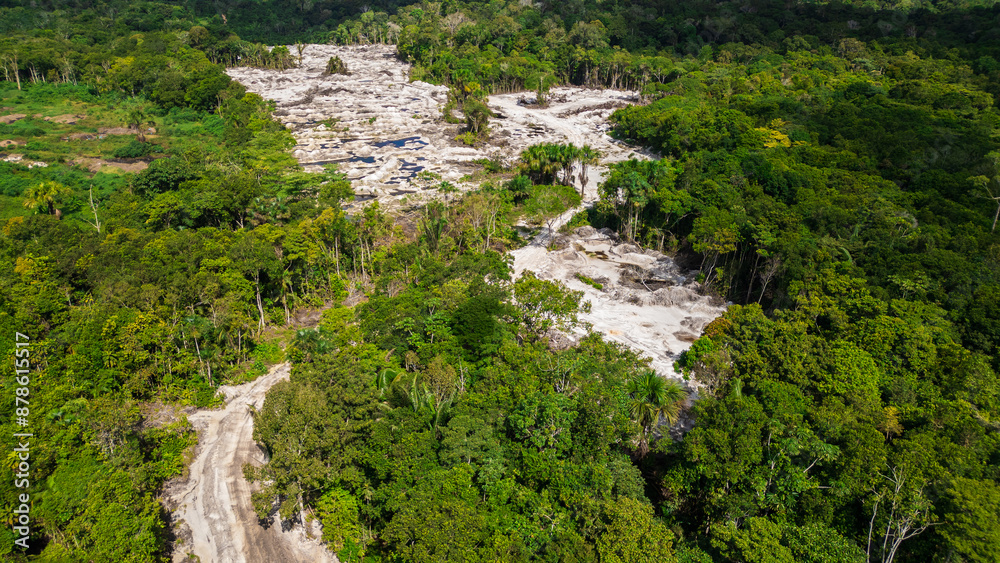 roads in the middle of the Amazon jungle, deforestation and sand ...