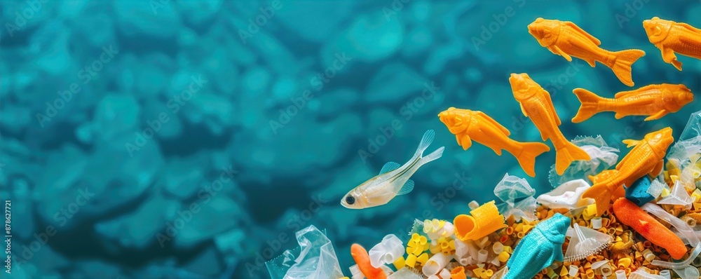 Artistic representation of microplastics entering the food chain Stock ...
