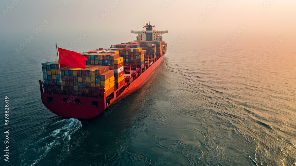 Cargo Ship with Mixed Flags. A large cargo ship carrying containers ...