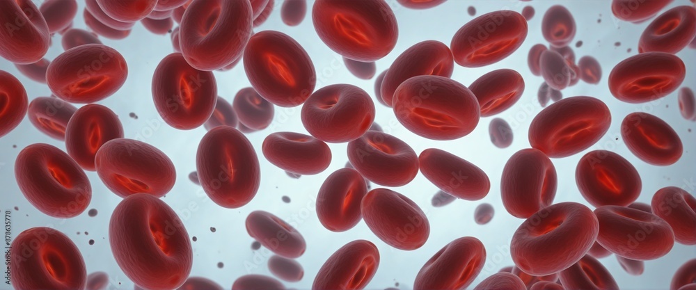 Isolated red blood cells flowing in transparent plasma, a vital aspect ...