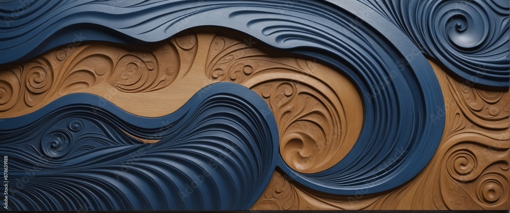 Natural wave pattern in rustic wooden art design - Detailed surface ...