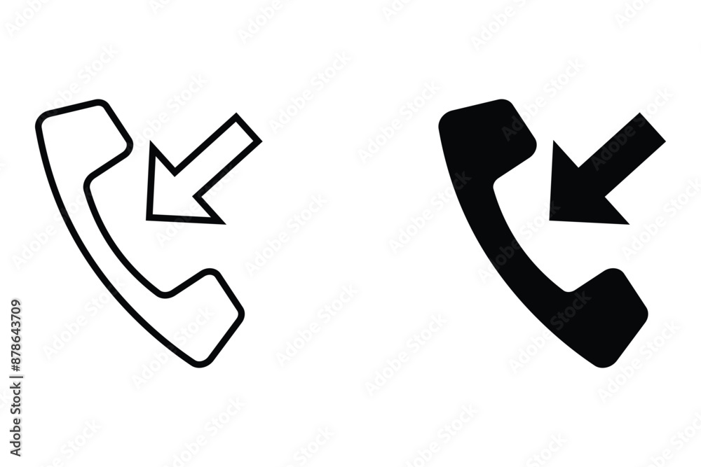 Incoming or outgoing call symbol. Phone call with two arrows sign ...