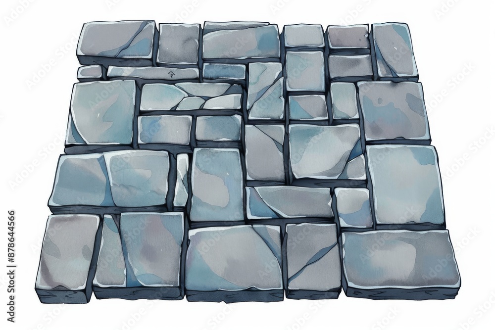 An illustration of rectangular bluestone pavers arranged in a running ...