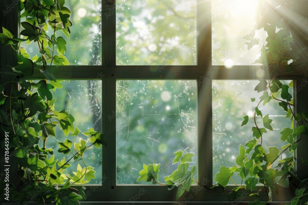 Window pane with bright daylight shining through and 'LAZY DAY' written ...