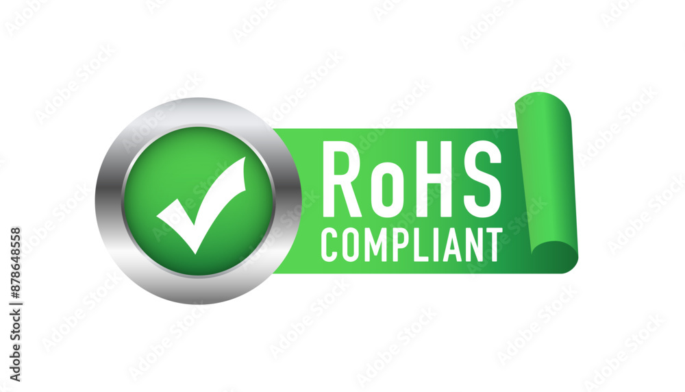 Green label with eco Friendly RoHS Compliant. Check Mark symbol ...