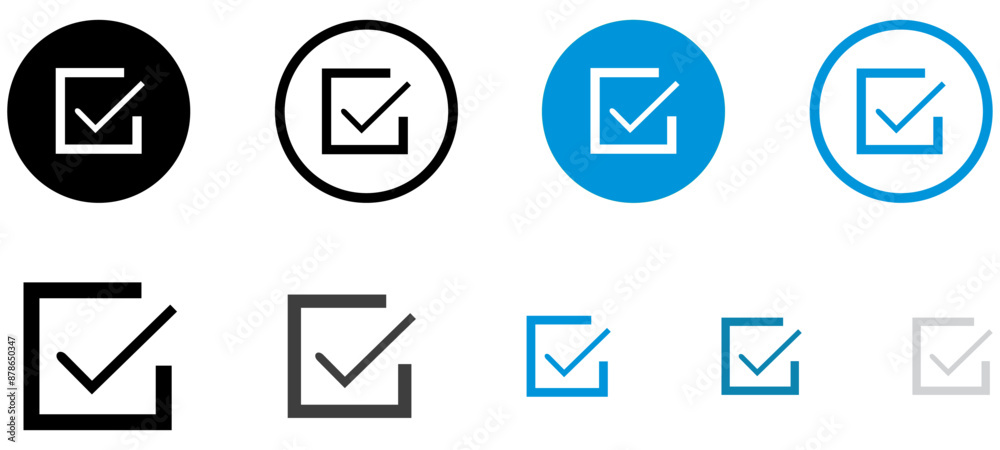 check box icon with correct, accept checkmark icons tick box checked, check list square frame ...
