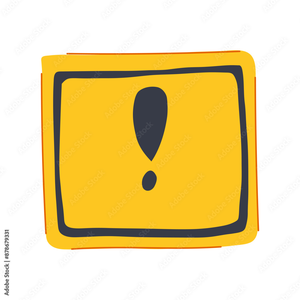 risk yellow warning sign cartoon. triangle attention, hazard ...