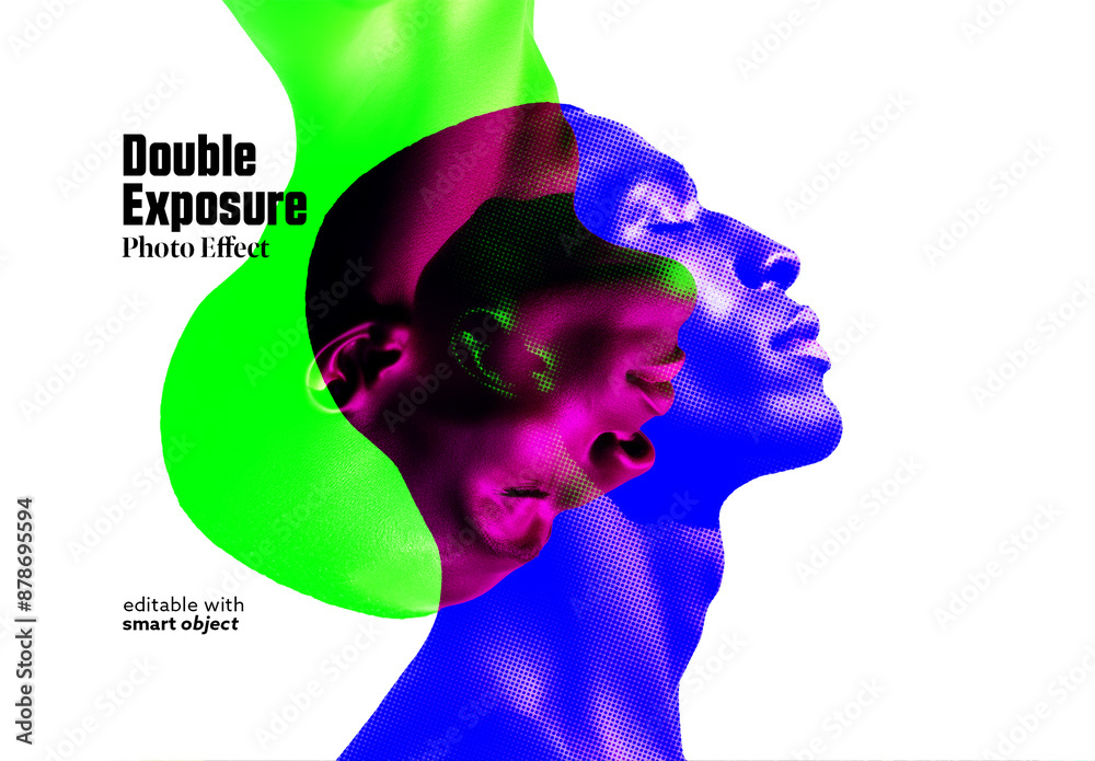 Double Color Exposure Effect plantilla de Stock | Adobe Stock