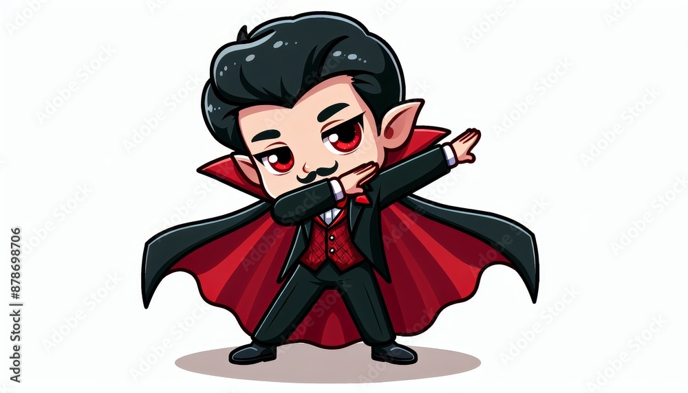 Cute Vampire Doing The Dab - A cute cartoon vampire in a black suit and ...