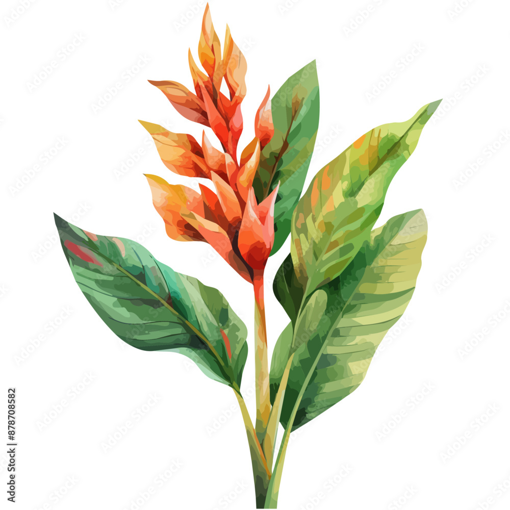 Watercolor vector of a Canna flower, isolated on a white background ...