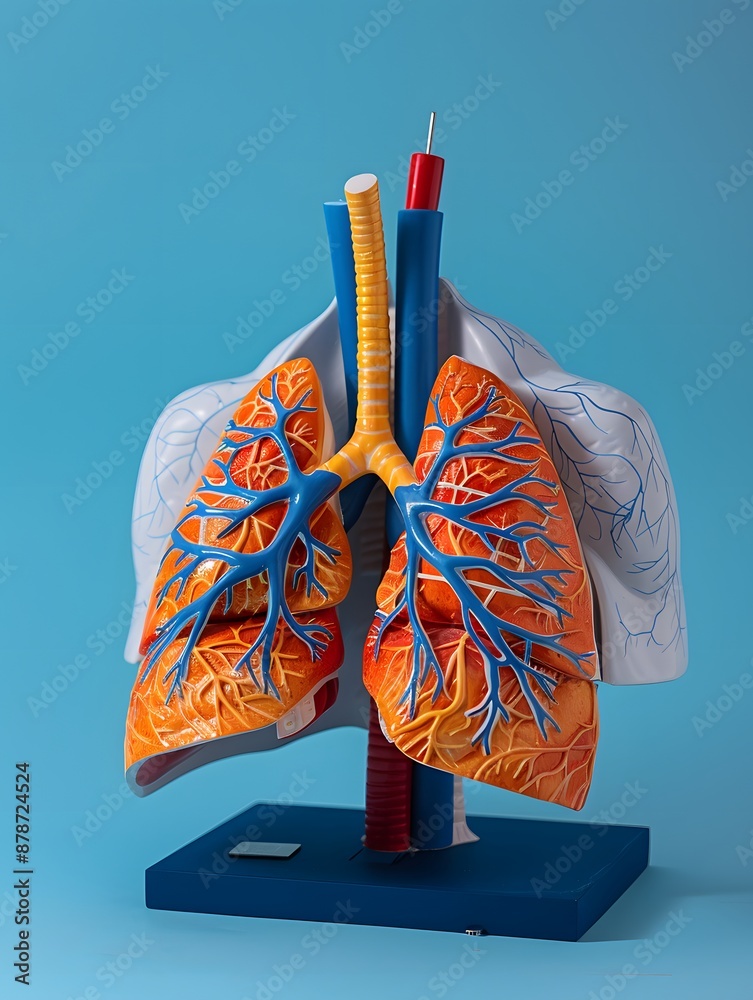 Human respiratory system model is show Lungs and heart. Human physical ...