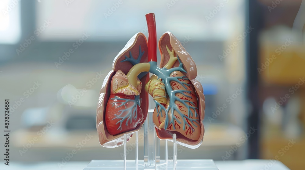 Human respiratory system model is show Lungs and heart. Human physical ...