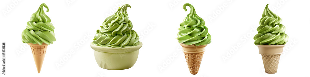 Matcha Ice Cream clipart collection, symbol, logos, icons isolated on ...