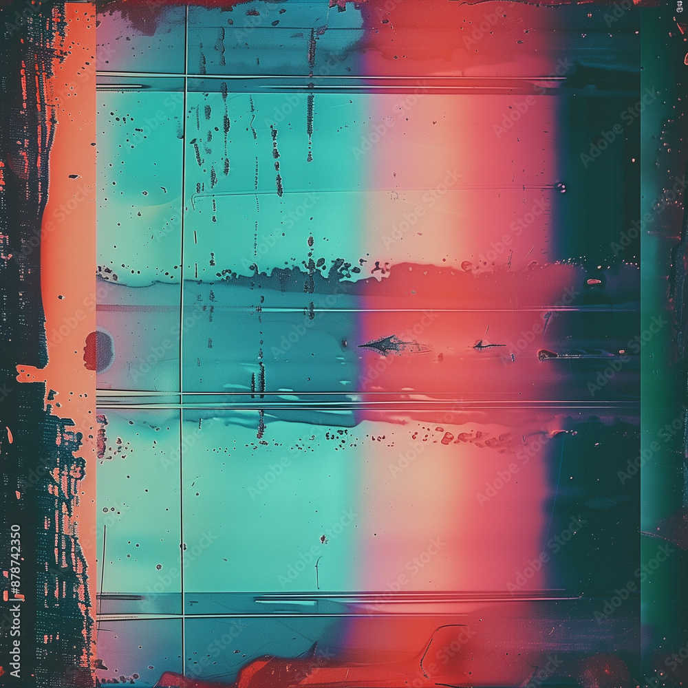 Gradient retro, plama rozlanego oleju, żywy styl VHS, negatyw, vintage ...