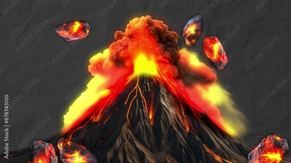 A huge volcano woke up with an explosion and made several ejections of ...