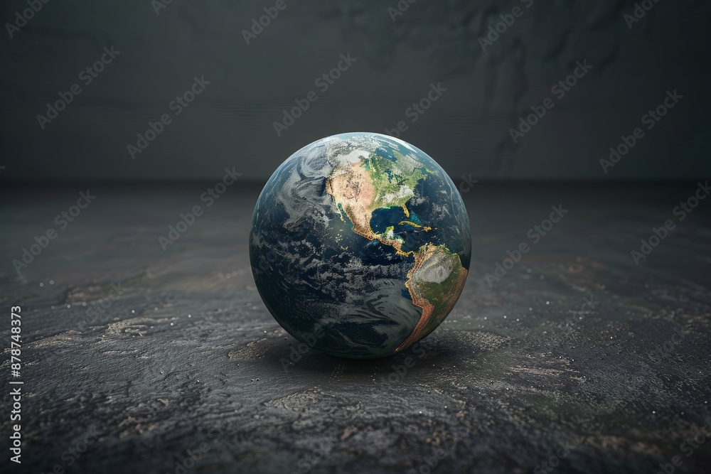 High-resolution image of a globe with transparent continents and a ...