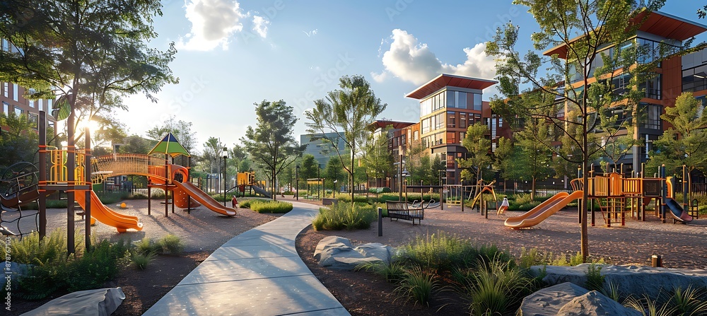 Key features of a vibrant Urban Park including walking paths ...