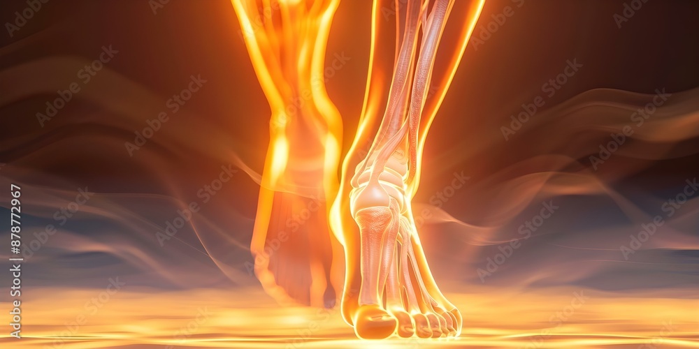 3D visualization of human leg joints and muscles in motion. Concept ...