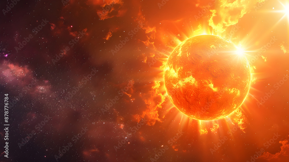 Intense fireball radiating heat and light in a dark space symbolizing ...