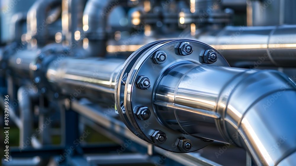 Stainless steel pressure pipes used in a liquid pumping system Stock ...