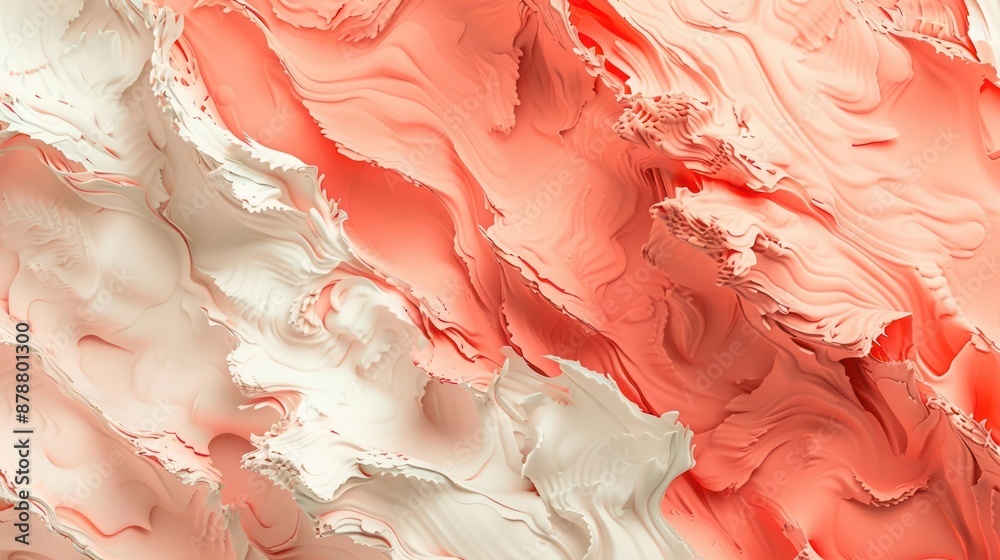 Abstract Background, a vibrant mix of tonal textures in bright coral ...