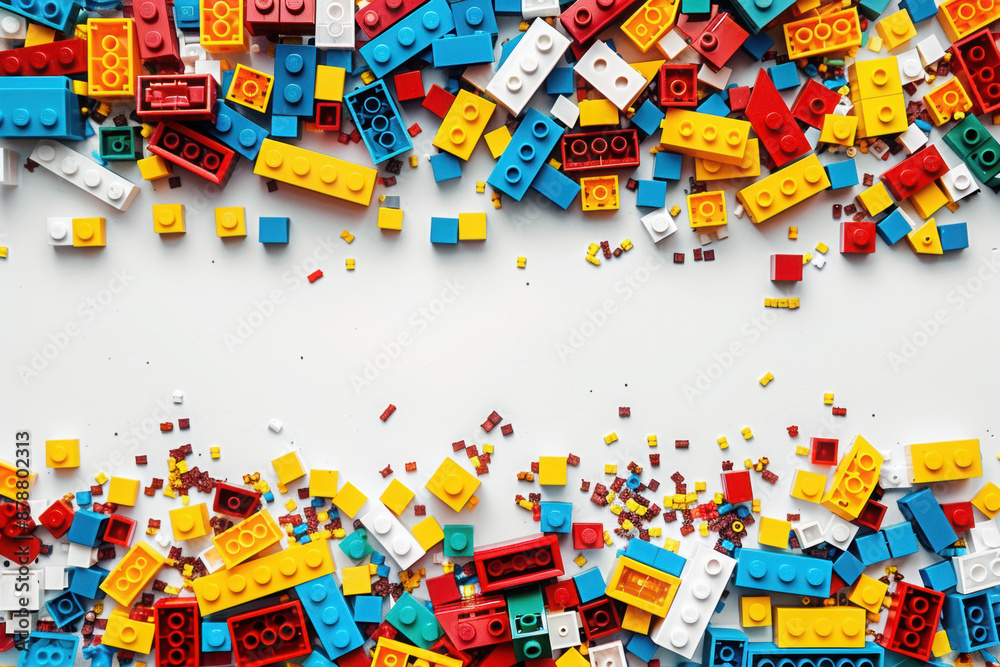 White background, white space in the center of picture. A pile of ...